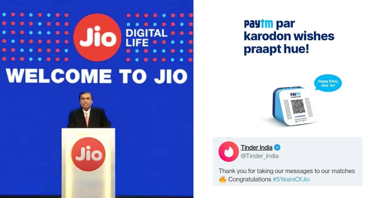 Jio Completes 5 Years, Receives Creative Wishes By Brands On Social ...